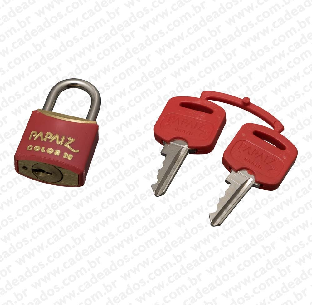 Cadeado Papaiz Color Vermelho 20 mm